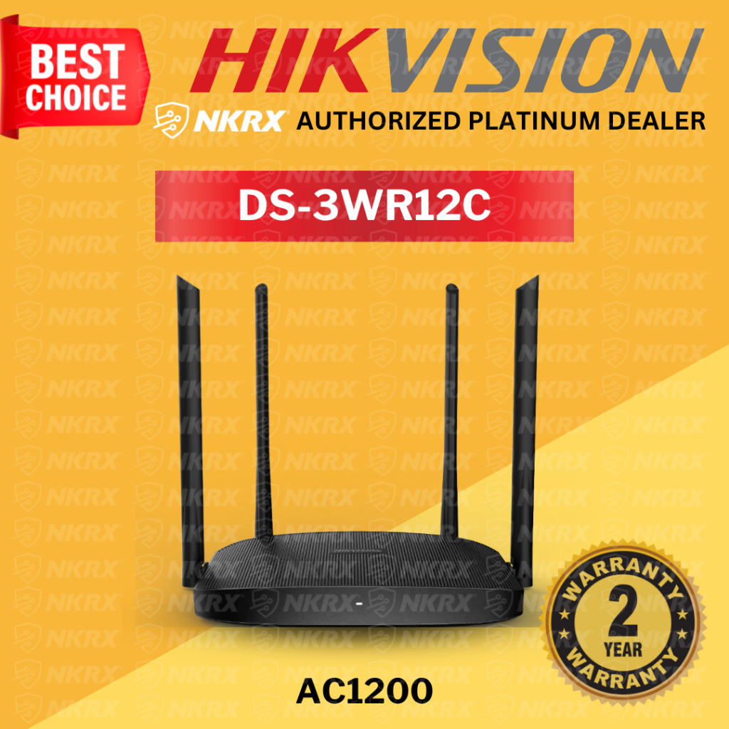 Hikvision DS-3WR12C AC1200 Wireless Router | Beamforming | 5-dBi | Dual ...