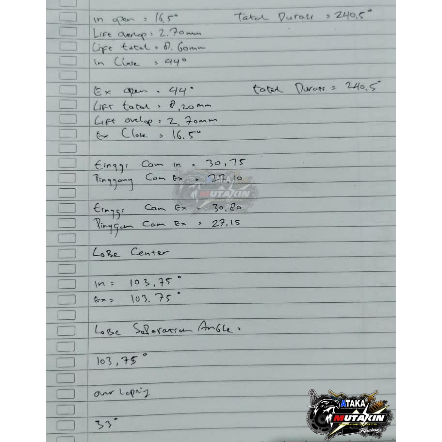 ATAKA Racing Twin Camshaft Cam Shaft Honda RS150 / RS150R / RSX150 ...