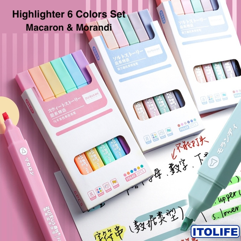 Zuixua Highlighter 6 Colors Set Macaron Morandi Colors | Shopee Philippines