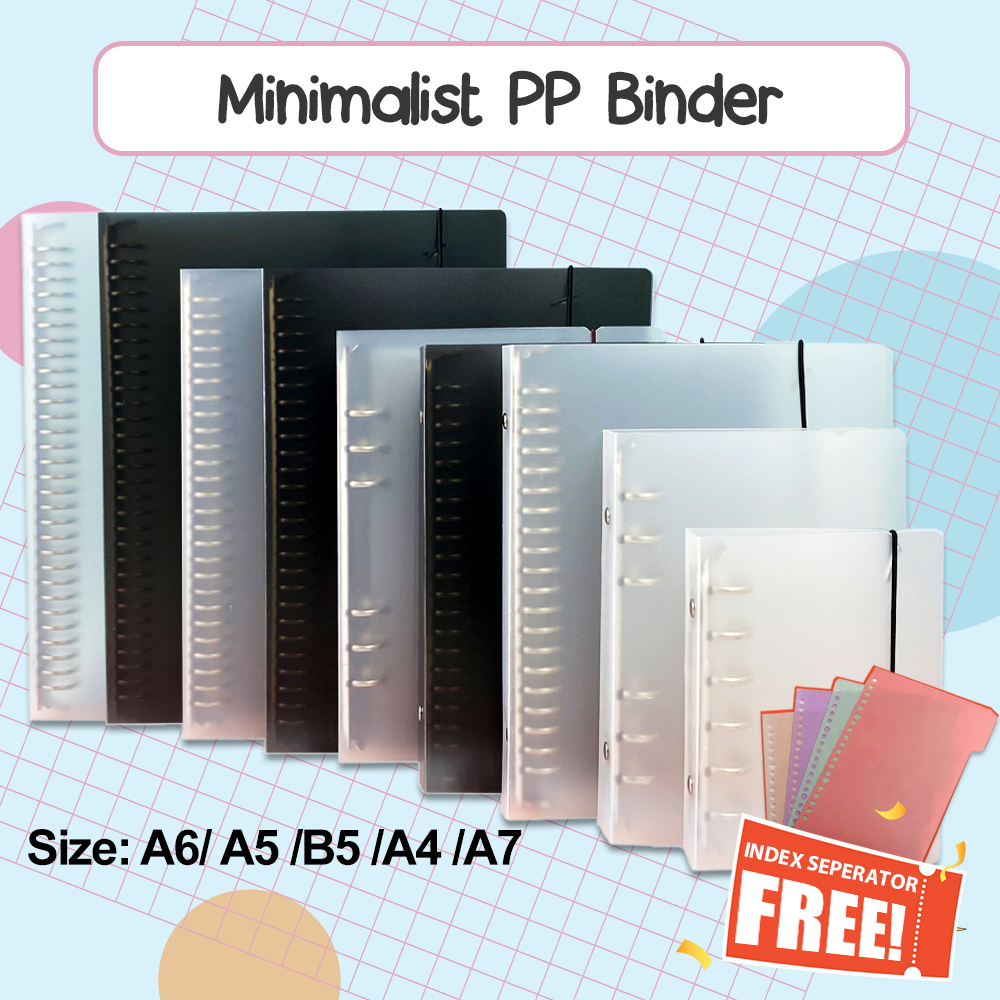 Minimalist PP Binder Japan Style A6/ A5 /B5 /A4 /A7 Stationary Binding ...