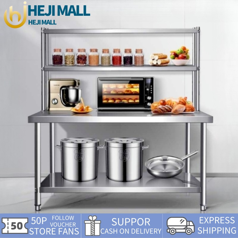 304 2-layer table Stainless steel worktable Easy to clean console new ...