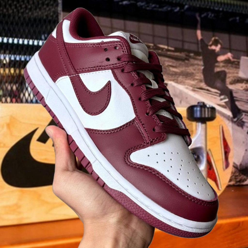 SB Dunk Low "Dark Beetroot" classic White/red Shoes Return Sneakers For ...