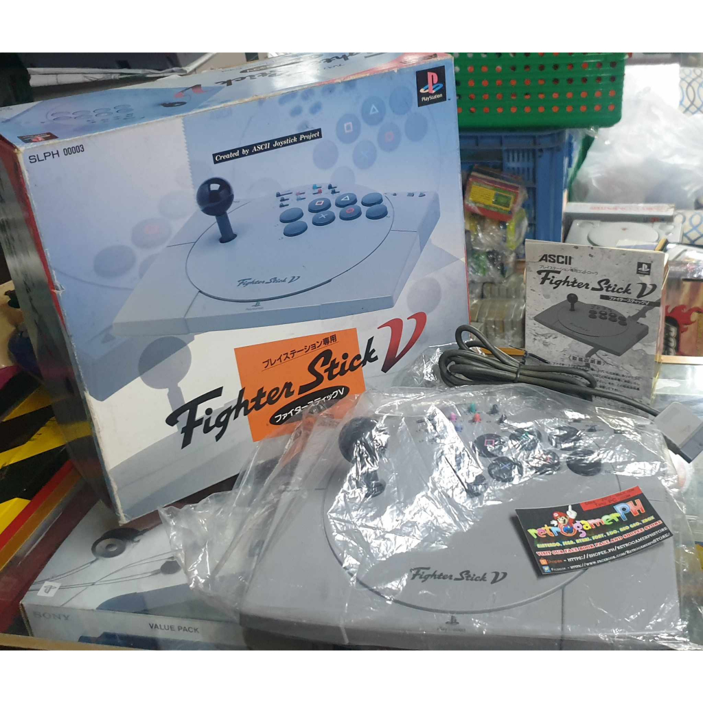 ASCII Fighter Stick V Controller Arcade Fight Stick Playstation PS1 PS2 ...