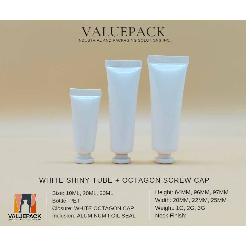 WHITE SHINY TUBE + OCTAGON SCREW CAP | Shopee Philippines