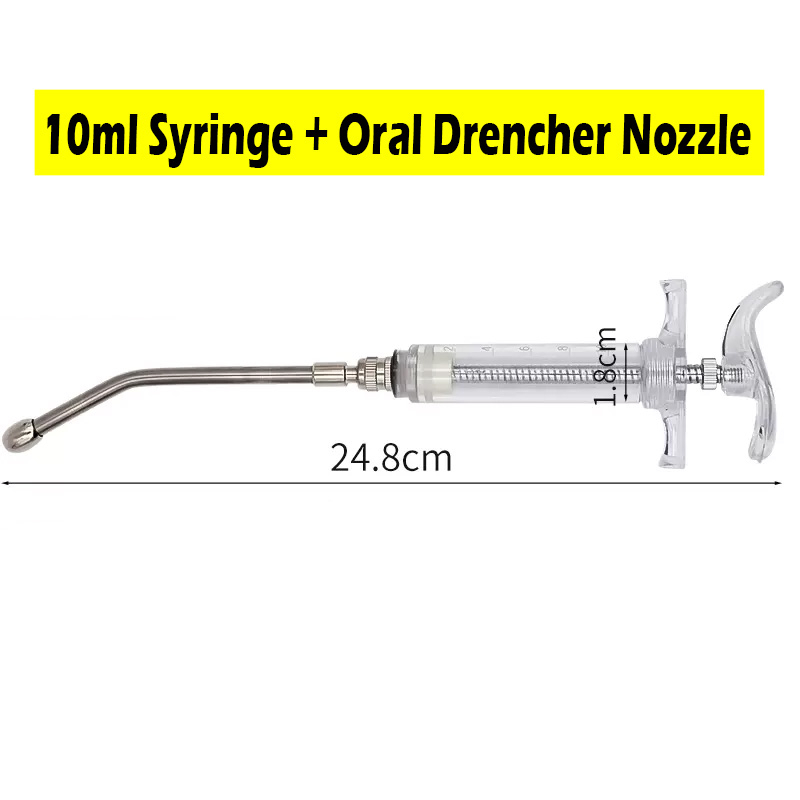 10/100ML Fiber glass syringe Heavy duty syringe for piglet cow goat ...