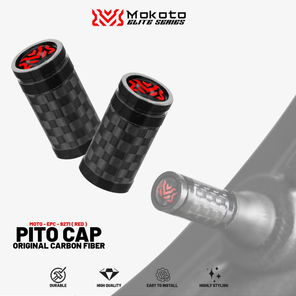 MOKOTO ELITE SERIES TIRE VALVE PITO CAP CARBON FIBER UNIVERSAL FOR ...