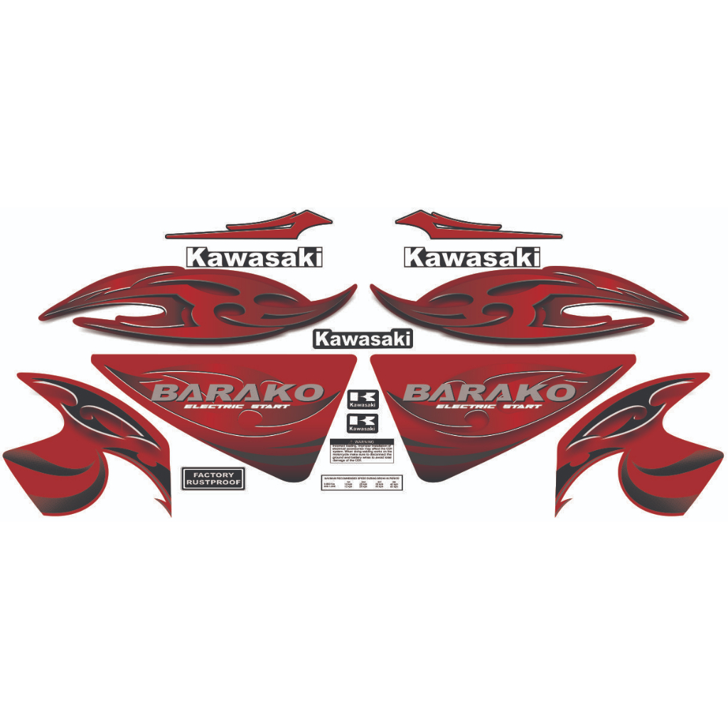 KAWASAKI BARAKO TRIBAL STOCK DECALS - MAROON | Shopee Philippines