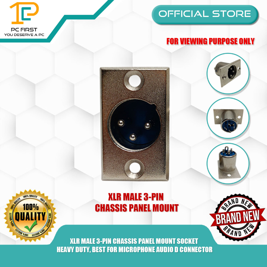 PC FIRST XLR MALE 3-PIN CHASSIS PANEL MOUNT SOCKET HEAVY DUTY, BEST FOR ...