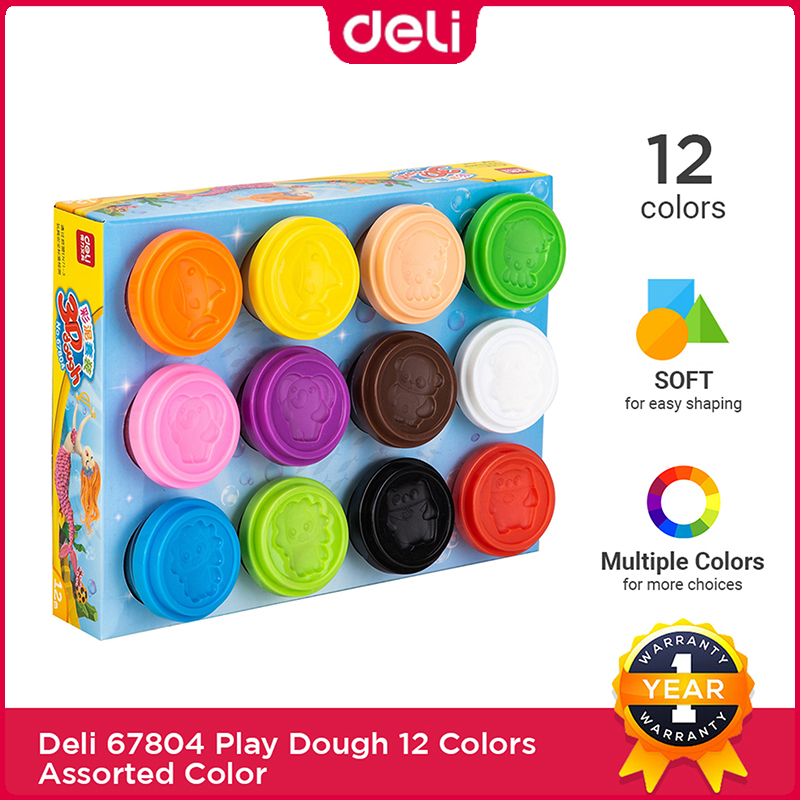 Deli 12 Colors Play Dough Plasticine For Kids Safe Colored Clay Playset ...