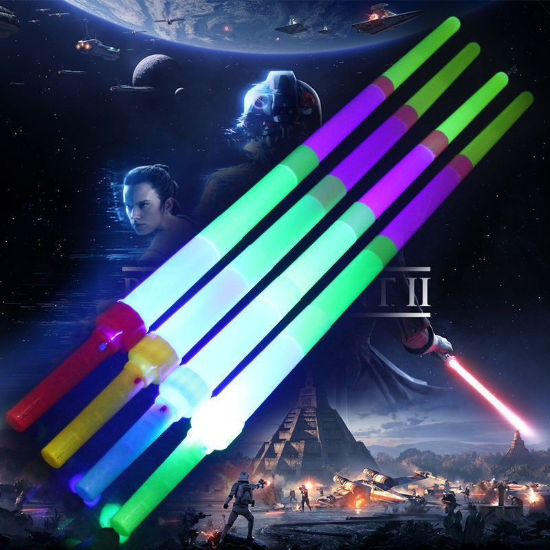 5Pcs Rainbow Flashing Stick Toys 4 Section Extendable LED Glow Sword ...