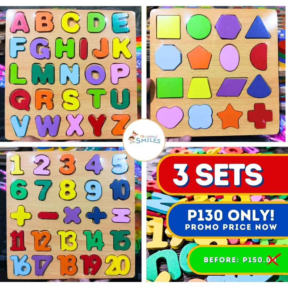 Wooden Puzzle ABC Alphabet Shapes Number Jigsaw Board for Preschool ...