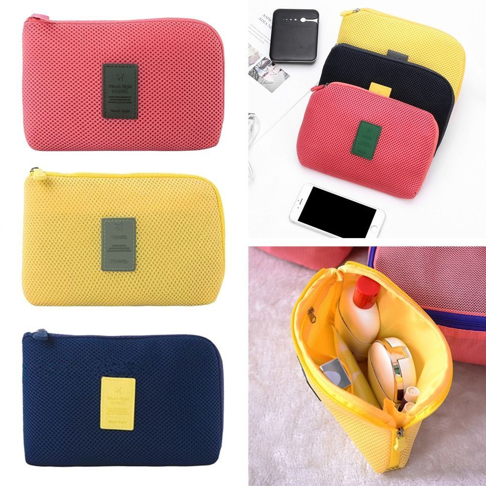 Travel Portable Cosmetic Bags Cable Pouch Digital Cable Data Organizer ...