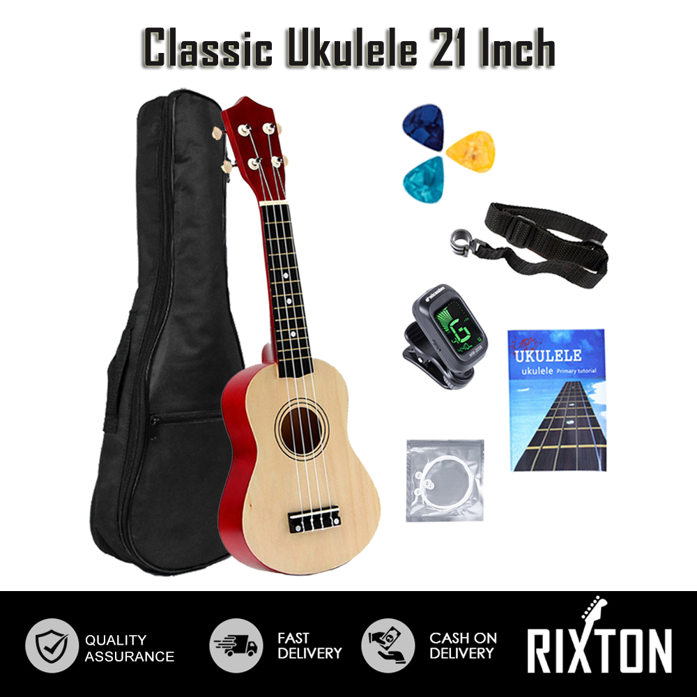 Rixton Ukulele Soprano Spruce Basswood Guitar Set Complete Package 4 ...