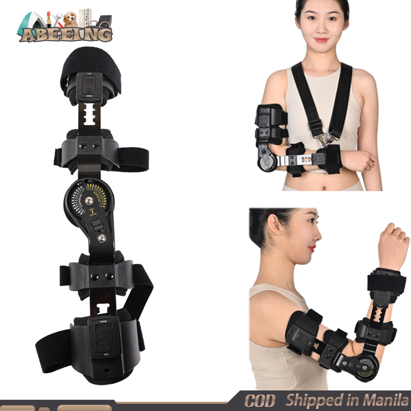 Adjustable Hinged Elbow Brace Support Black Post OP Elbow Brace ...