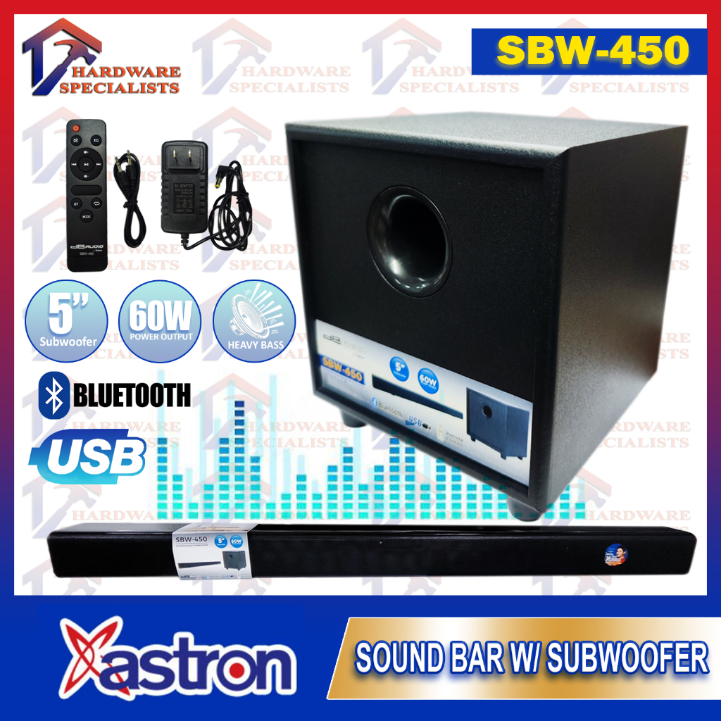 Astron DB Audio Sound Bar with 5" Subwoofer SBW-450 Original Authentic ...