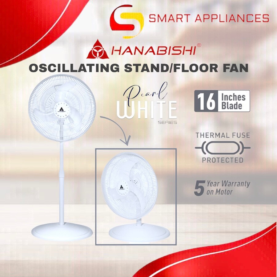 Hanabishi Stand Fan 16" 2in1 HF1600-2in1WHT Floor Fan pearl white ...