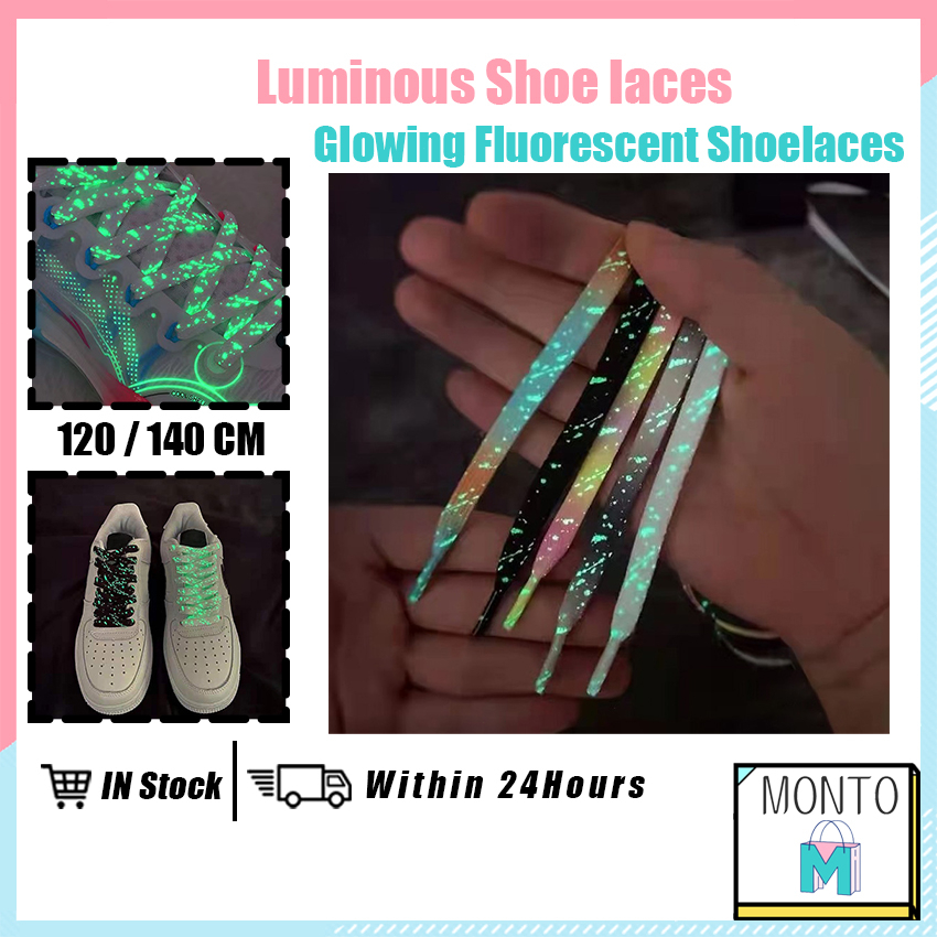 Glow In The Dark Shoe Laces 120/140CM Luminous Shoelaces Flat Splash ...