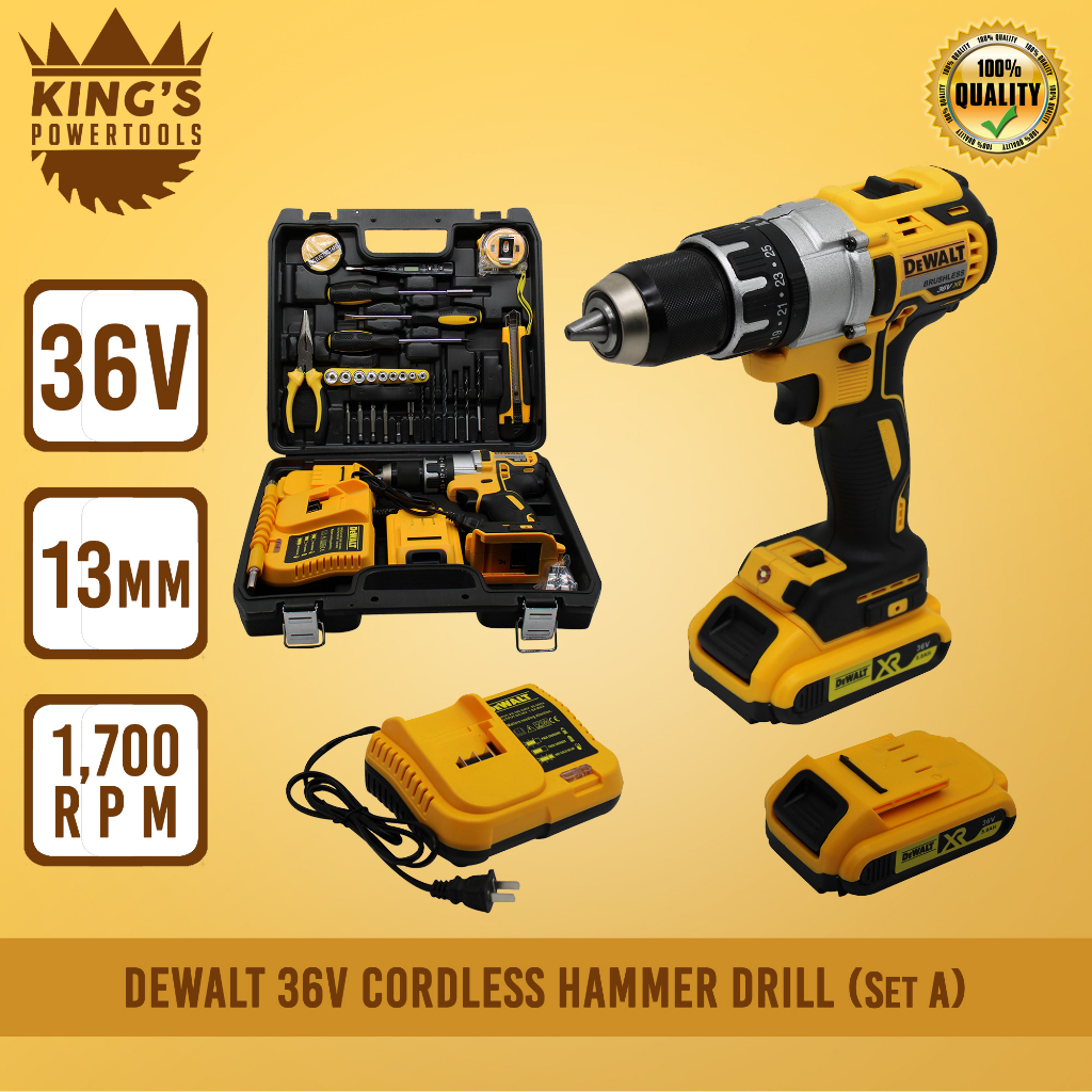 DeWALT 36V Cordless Hammer Drill (Tools Set) | Shopee Philippines