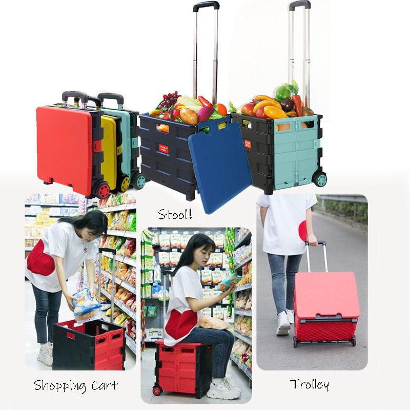 KST Collapsible Foldable Shopping Cart Utility Cart Trolley Grocery ...