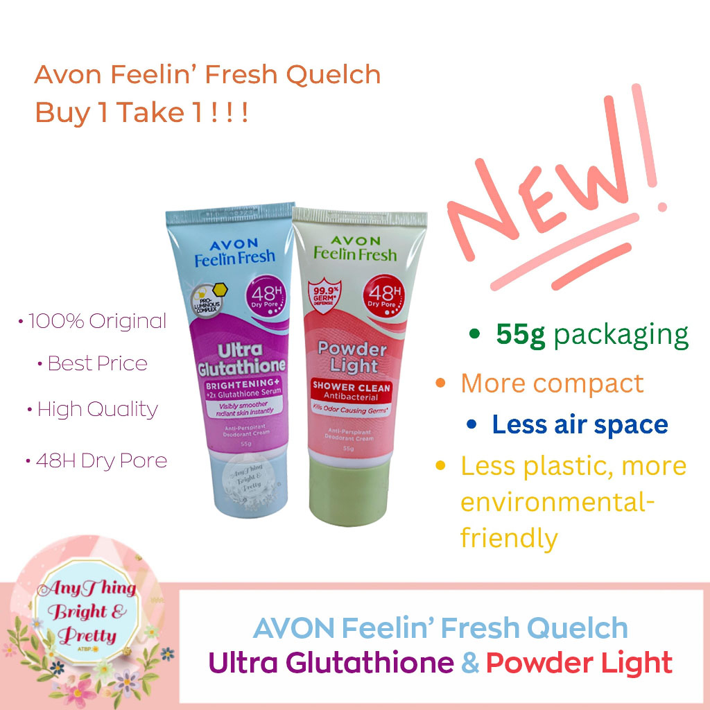 Buy 1 Take 1 AVON Feelin’ Fresh Quelch Deodorant Cream 55g | Shopee Philippines