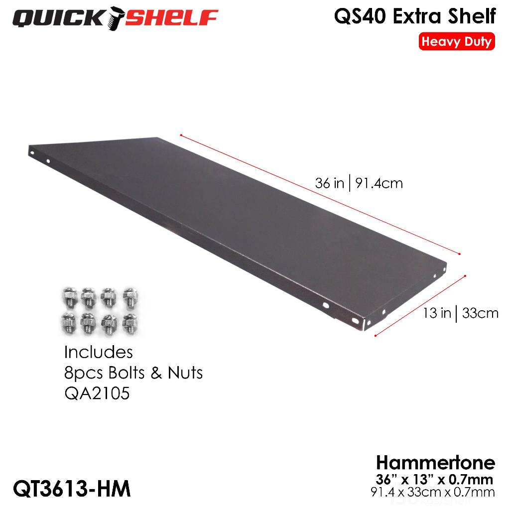 QUICK SHELF Extra Shelf 150kg Heavy-Duty (for QS Shelving) Powder ...