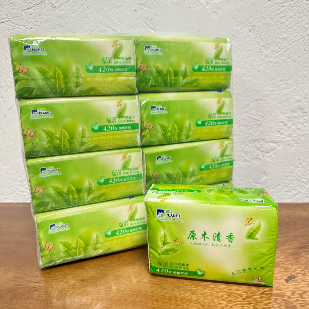 10pack GreenTea Tissue 0.85kg 4ply(480 sheets x 8 Packs) Organic green ...