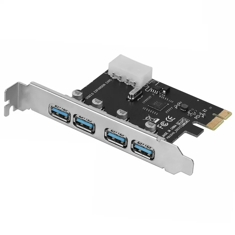 ALLAN 4 PORT USB 3.0 PCH-E CONTROLLER CARD 5Gbps PCI-E Express to USB3.0 Controller Expansion ...