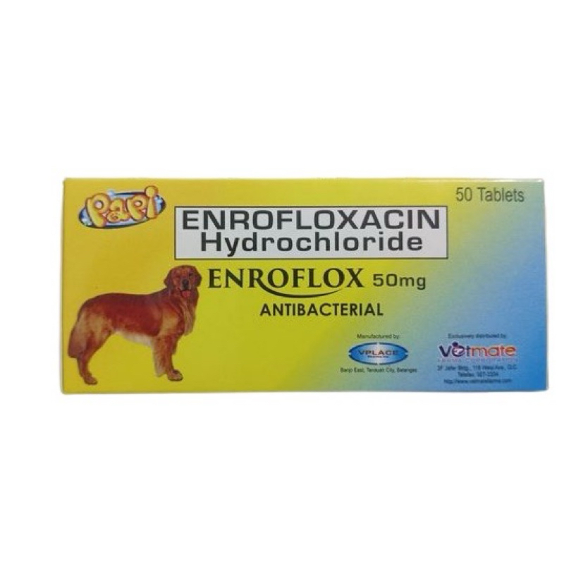 Papi Enroflox Anti Bacterial 50mg Tablet Enrofloxacin per tablet ...
