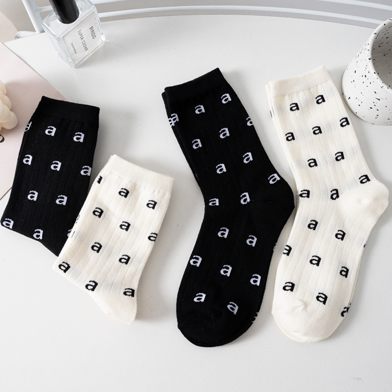 Letter A Design Socks Black/white Colors Available HIGH Socks Nice ...