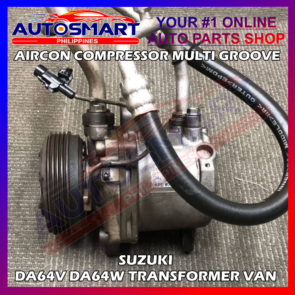 AIRCON COMPRESSOR MULTI GROOVE FOR SUZUKI DA64V DA64W TRANSFORMER VAN ...