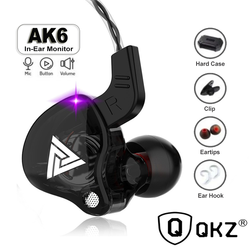 QKZ AK6 High Fidelity Wire Earphones Universal 106db 1.2m 3.5mm Sports ...