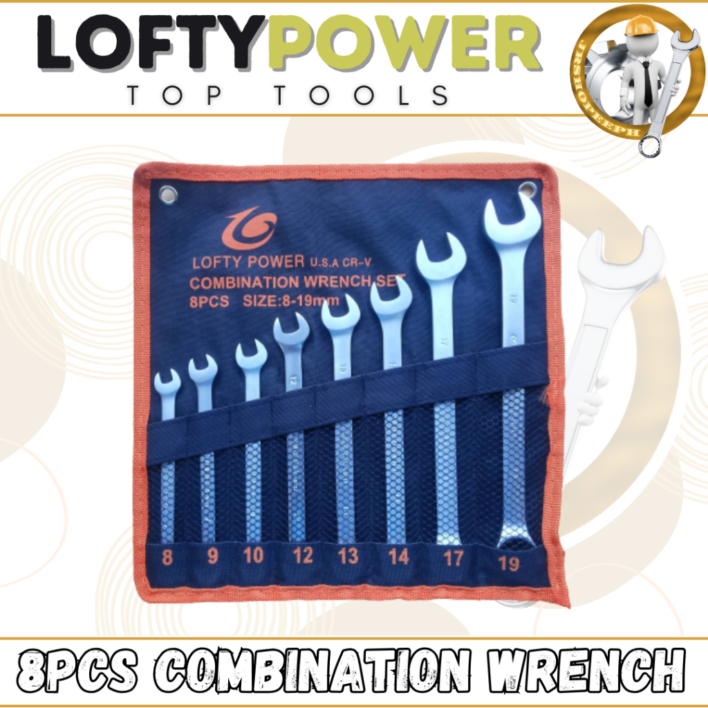 Jrshopeeph Lofty Power 8Pcs Combination Wrench 8-19Mm Open and Close ...