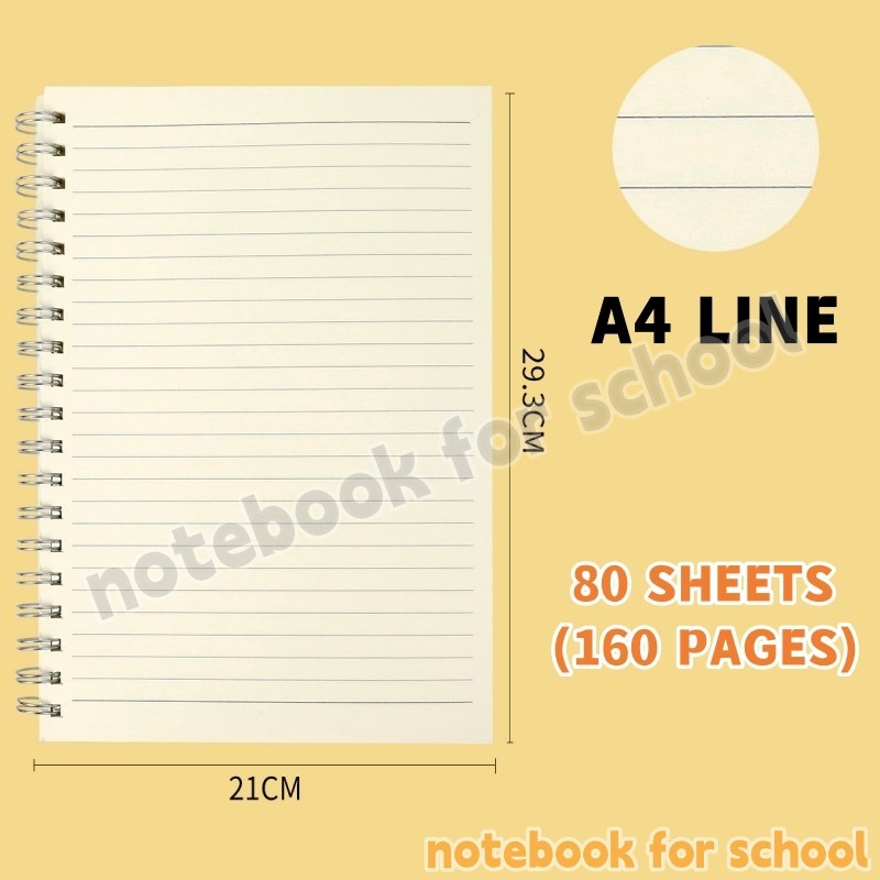 A5/A6/B5 Transparent PP binder line grid spiral notebook double spring ...