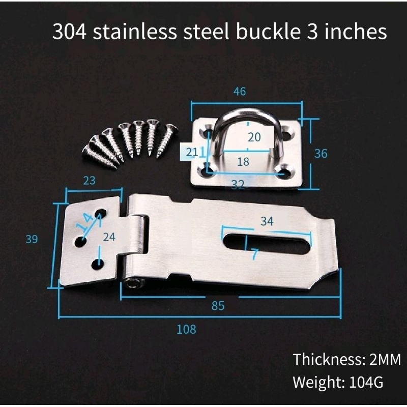 304 STAINLESS Door Hasp Padlock Latch Lock Hasp Waterproof Rust-proof ...
