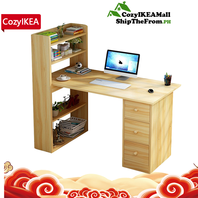 CozyIKEA Desk bookshelf combination table study table home office desk ...