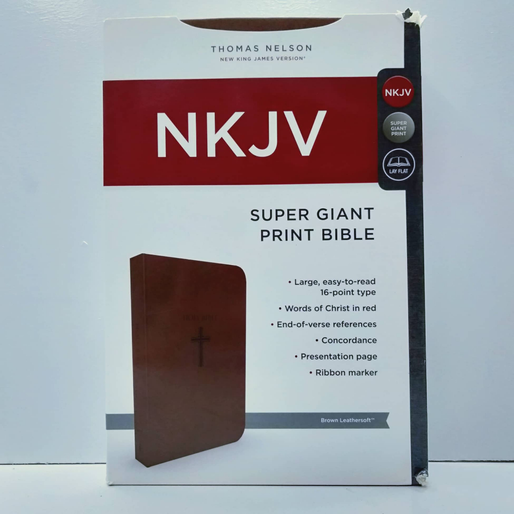 NKJV HOLY BIBLE SUPER GIANT PRINT REFERENCE BIBLE, BROWN Leather-look (Imitation Leather ...