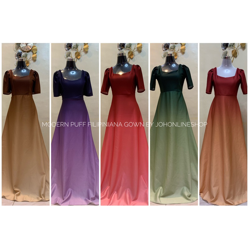 ombre colors modern filipiniana puff up gown for bridesmaids and choir ...