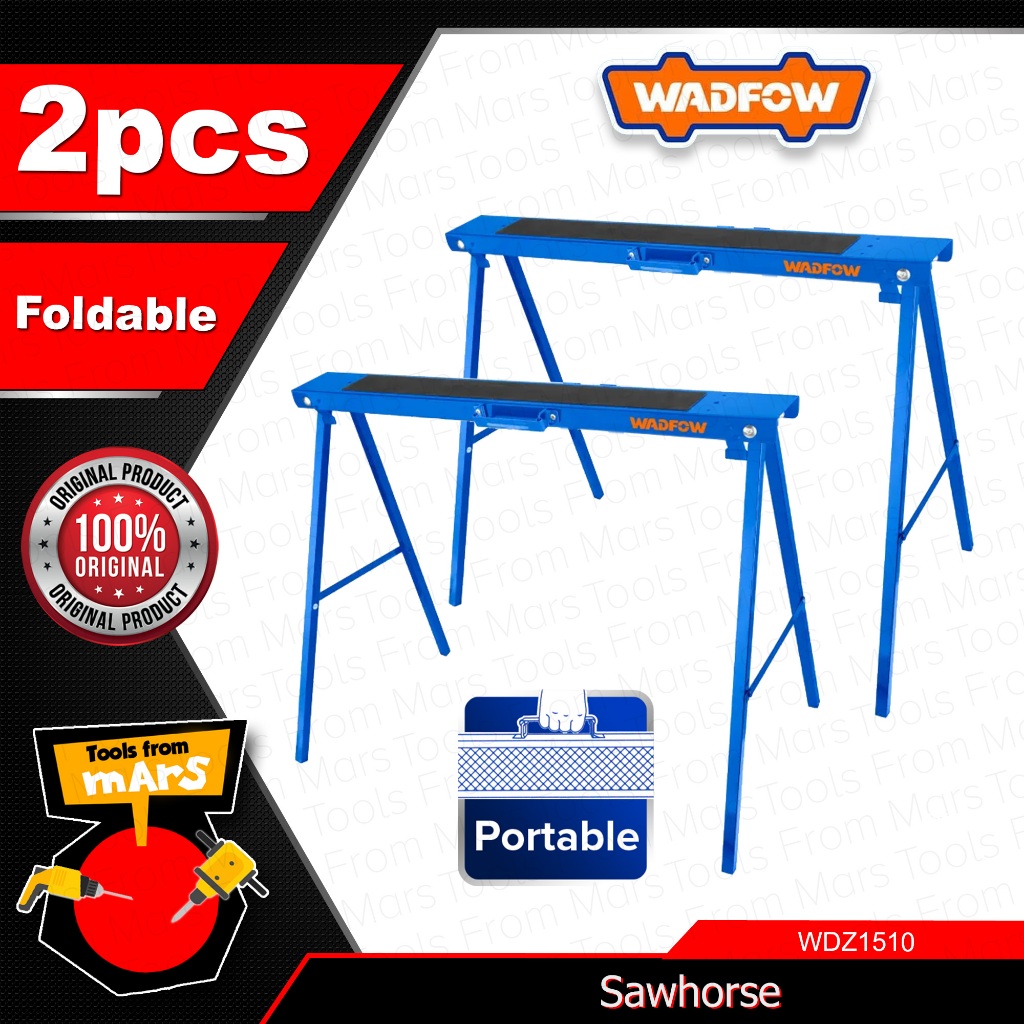 WADFOW 2PCS/SET Sawhorse 100kg Jobsite Table Woodworking Folding Leg ...