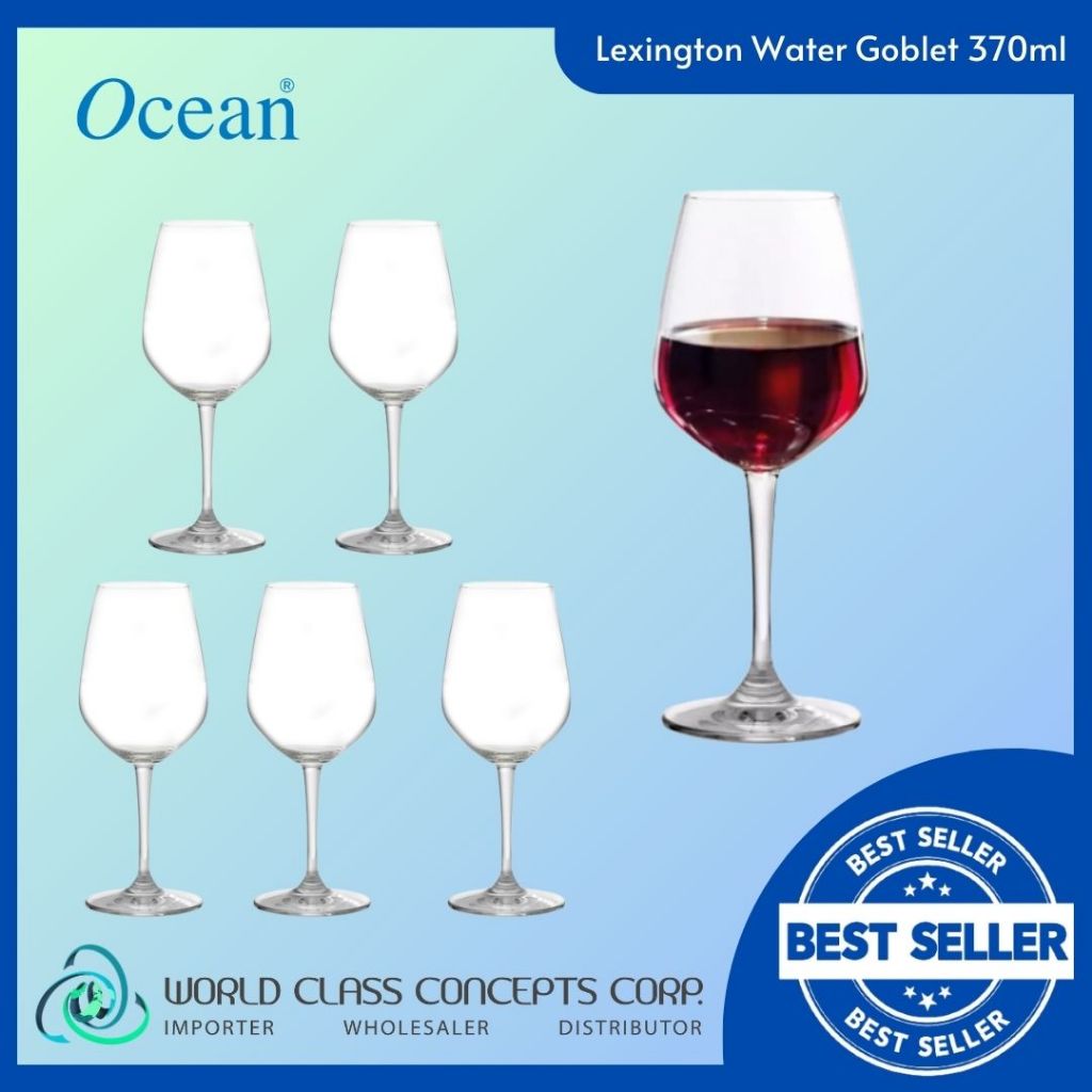 Ocean Glass Lexington Water Goblet Drinking Glass 370 mL (SET OF 6 ...