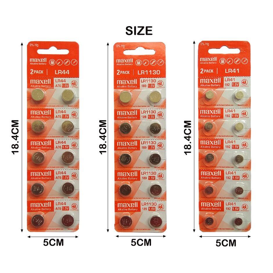 (𝟭𝟬𝗣𝗖𝗦) MAXELL LR1130 / LR44 / LR41 (ORIGINAL) AG13 AG3 AG10 Alkaline ...