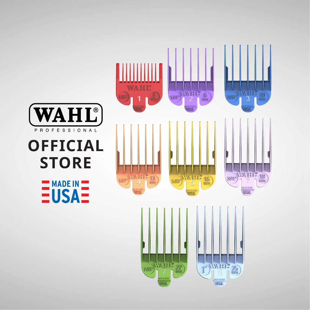 Wahl Color Coded Cutting Guide Combs with Organizer 8pcs - Hair clipper ...