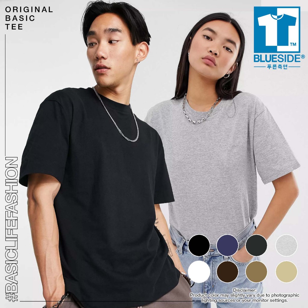 Artees® BLUESIDE Basic tees tshirt for men women plain t shirt tops ...