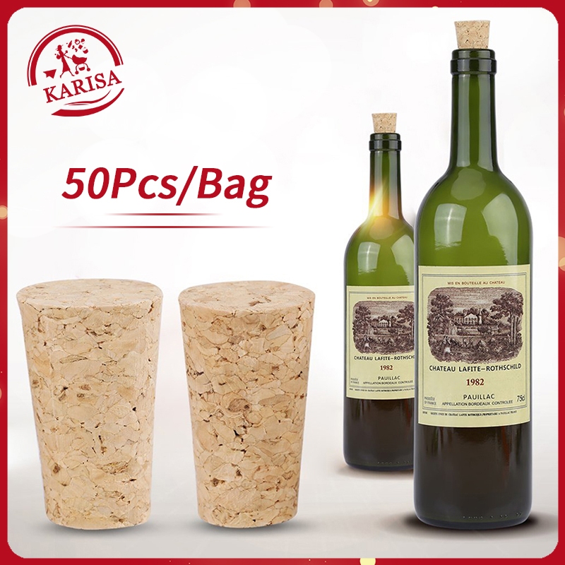 50Pcs Premium Natural Wood Wine Cork Cone Type Wine Bot | Shopee ...