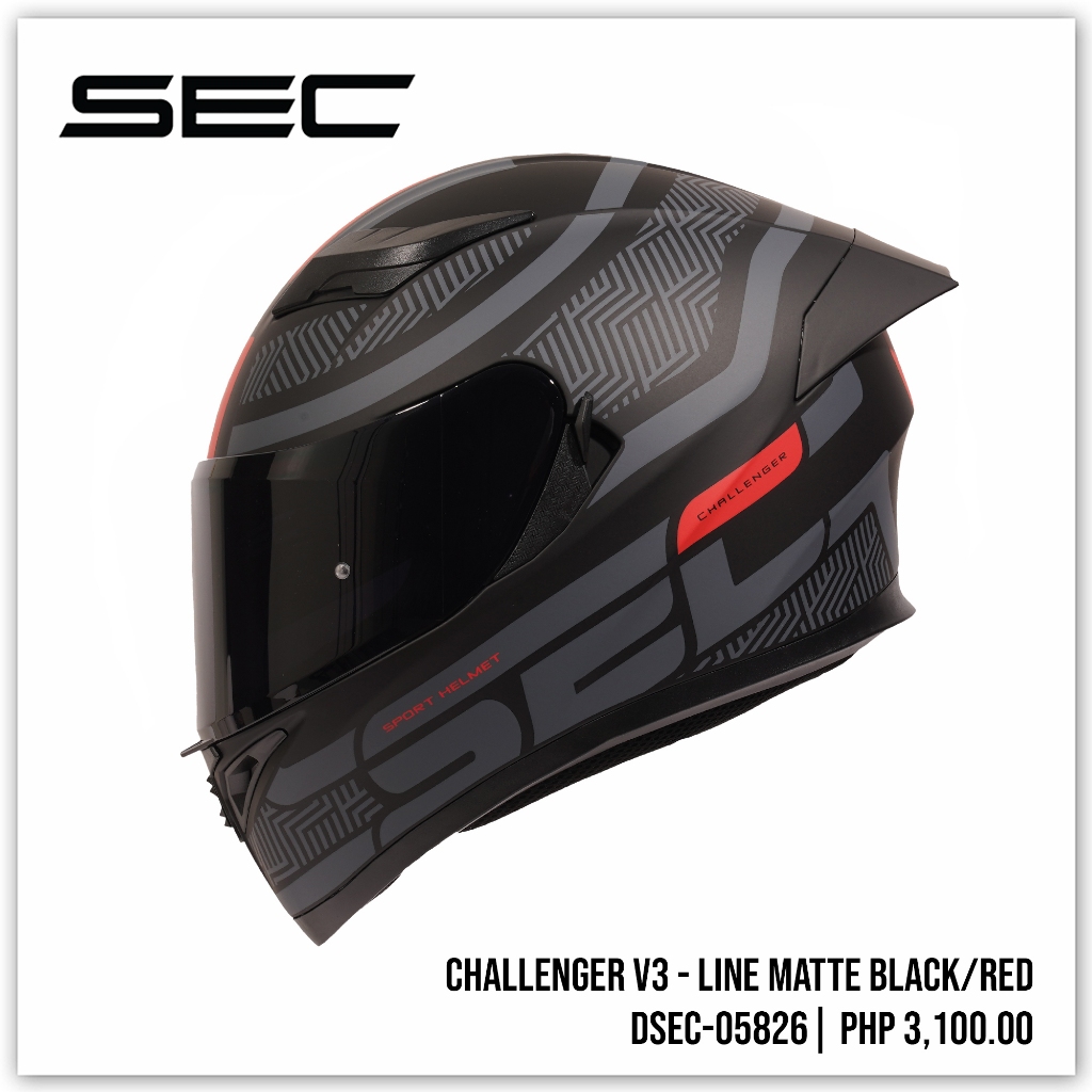 SEC Challenger V3 - Line Gloss/Matte Full Face Helmet (M-XL) | Shopee ...