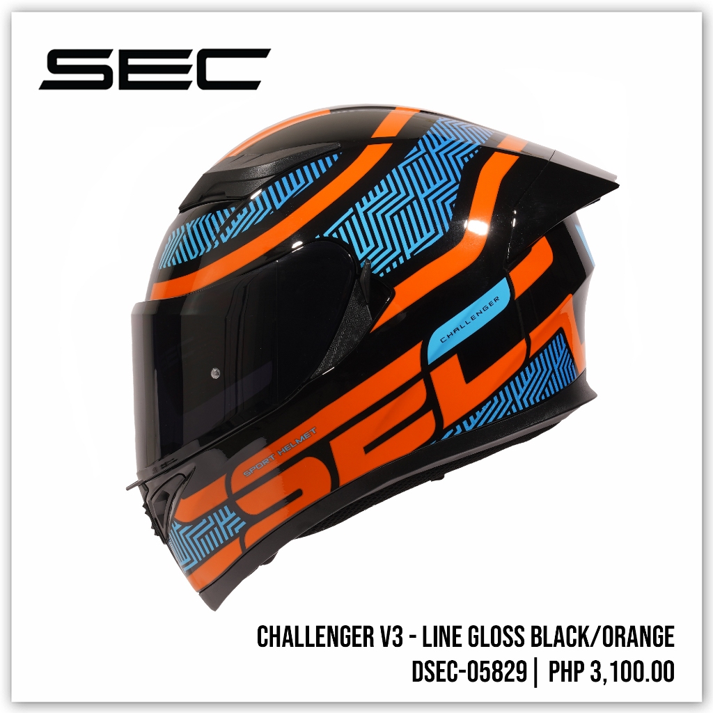 SEC Challenger V3 - Line Gloss/Matte Full Face Helmet (M-XL) | Shopee ...