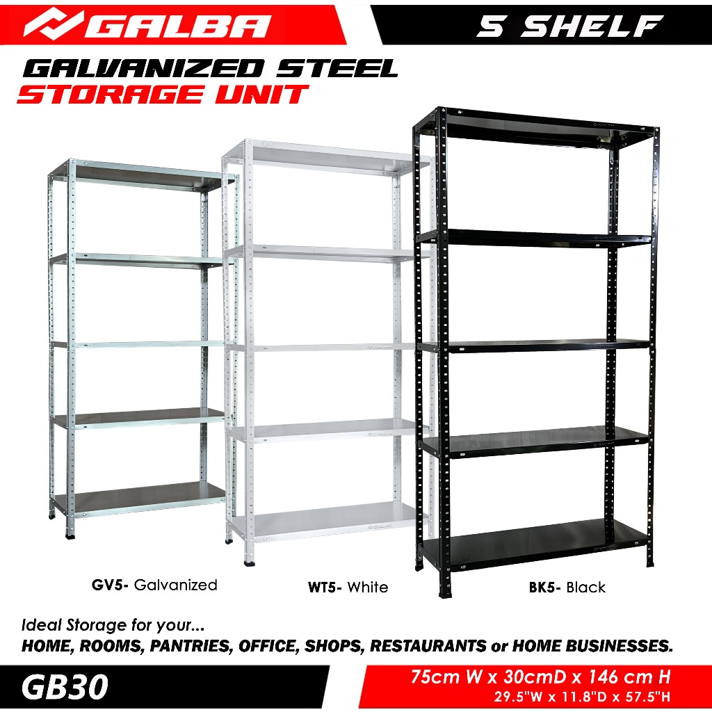 GALBA Galvanized Steel Storage Rack Adjustable 3,4,5 Layers Metal Shelf ...