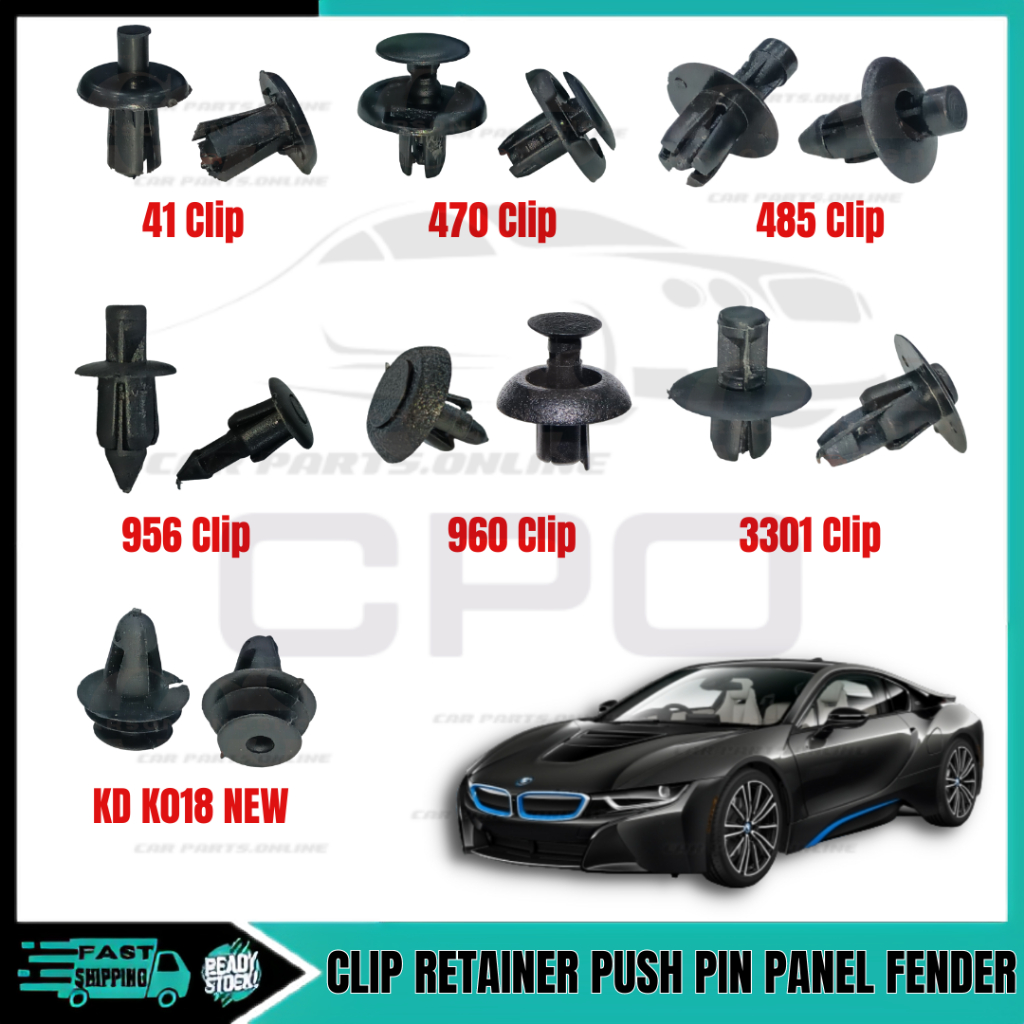 CPO Car Clips Fender Panel Plastic Rivet Fasteners Push Pin Clip Door ...