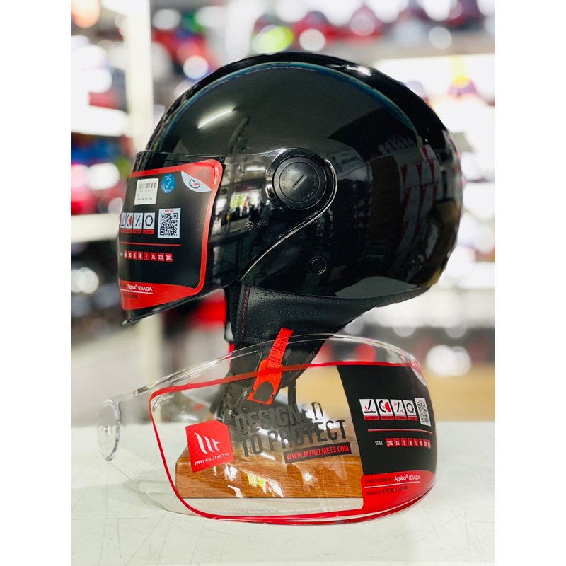 MT STREET Solid Open-Face Single Visor Helmet + Free Clear Visor ...