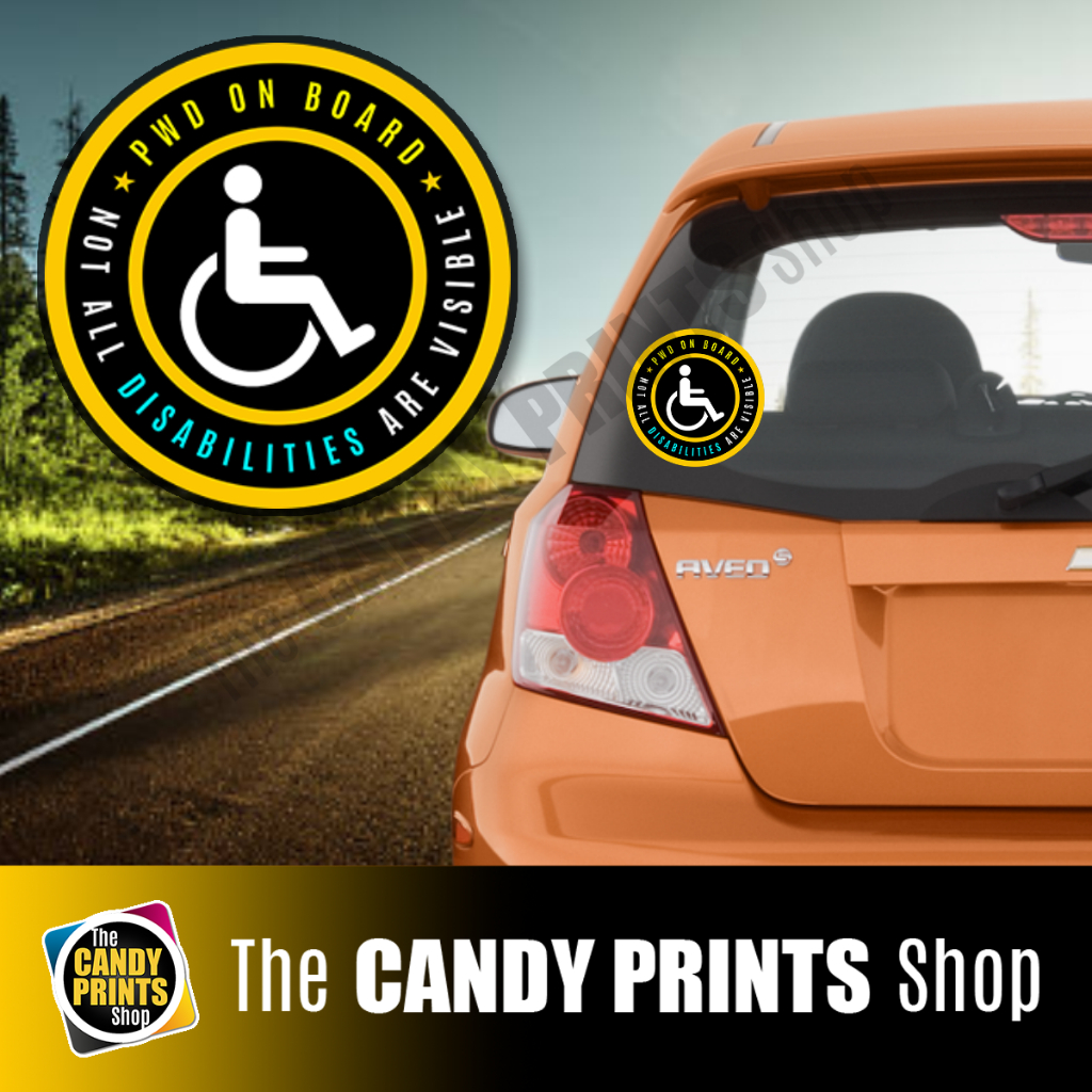 DESIGN 5 GLOSSY PWD Car Sticker (Vinyl) Disabled Wheelchair Symbol ...