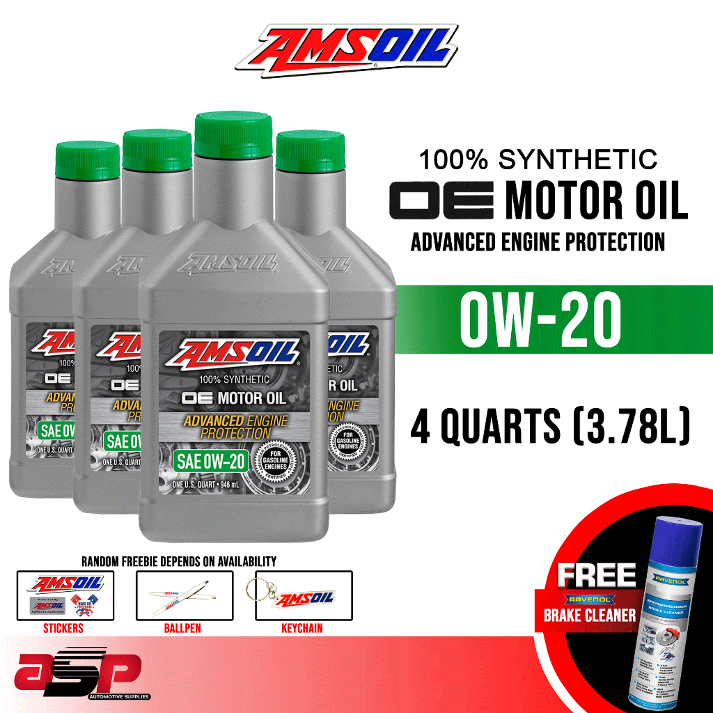 AMSOIL OE Series 0W-20 100% Synthetic Gasoline Oil 4 Quarts ( 3.78 ...
